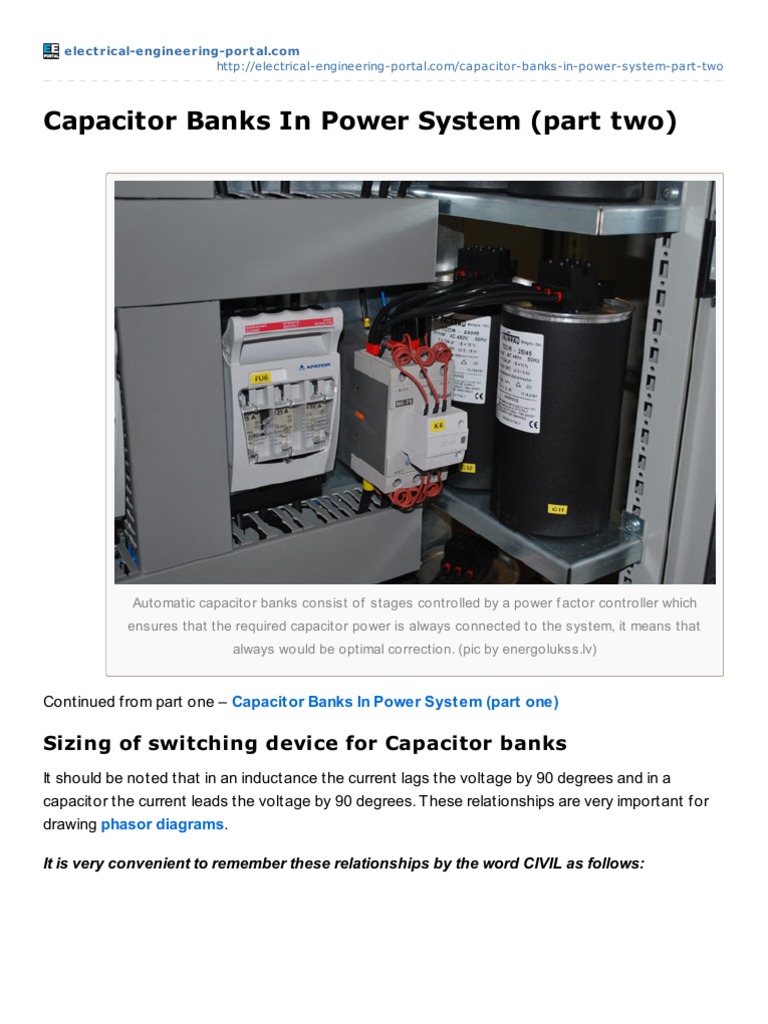 Capacitor Banks in Power Systems: Part 2 | PDF | Capacitor | Relay