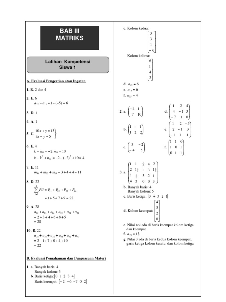 BAB 3 Matriks | PDF | Sains & Matematika