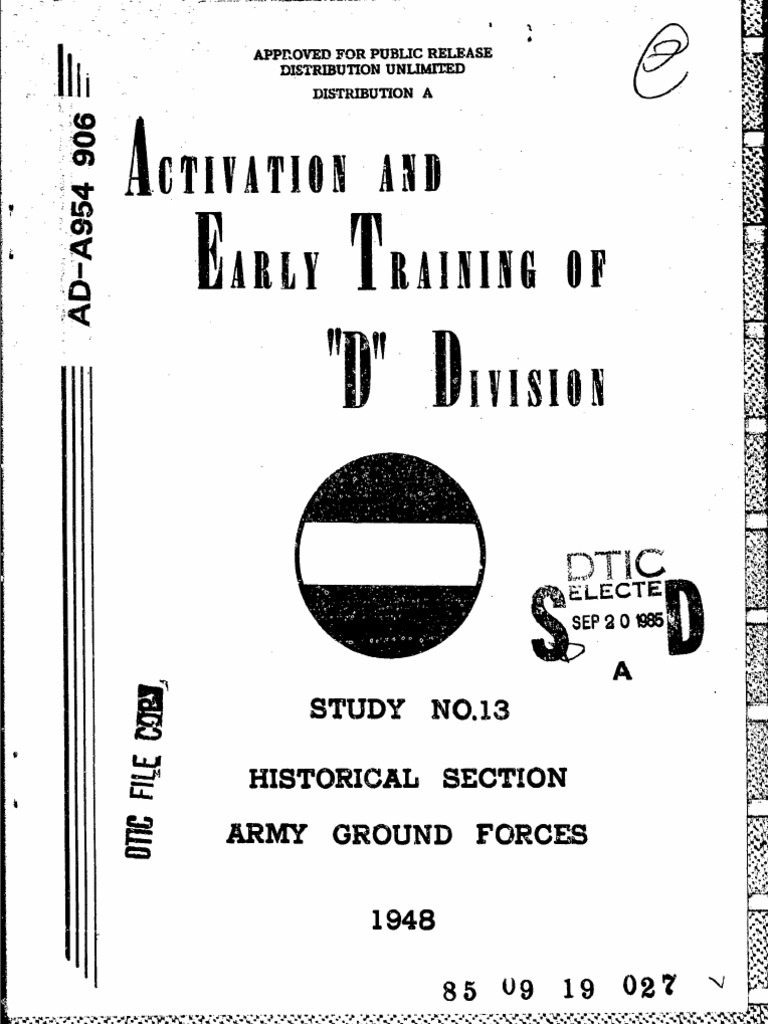 Activation and Early Training of D Division | PDF | Platoon | Division ...
