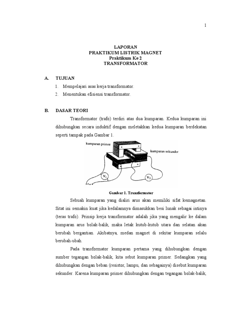 Praktikum Transformator | PDF | Metode & Bahan Ajar | Sains & Matematika