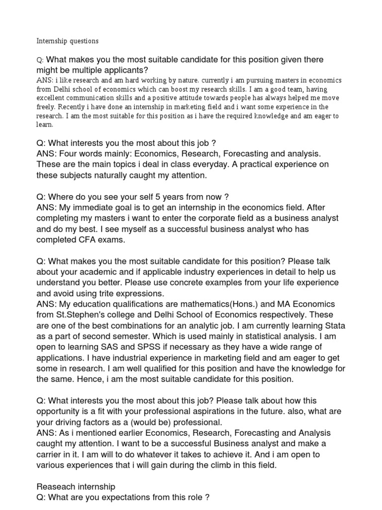Internship Questions | Internship | Intelligence Analysis