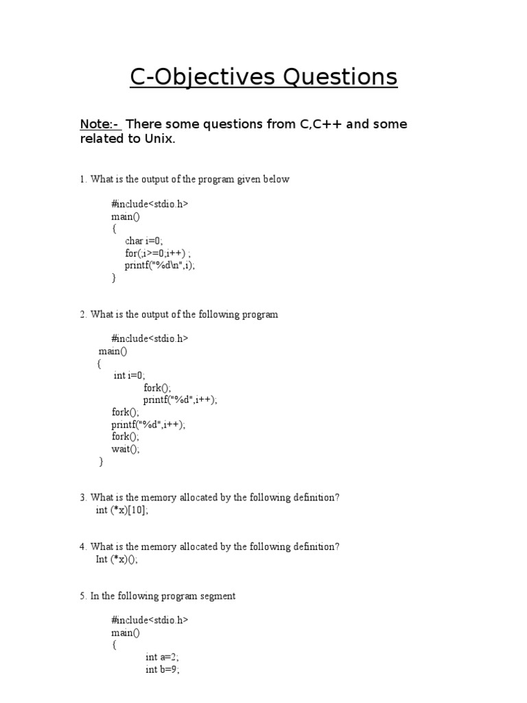 C Questions | C (Programming Language) | Notation