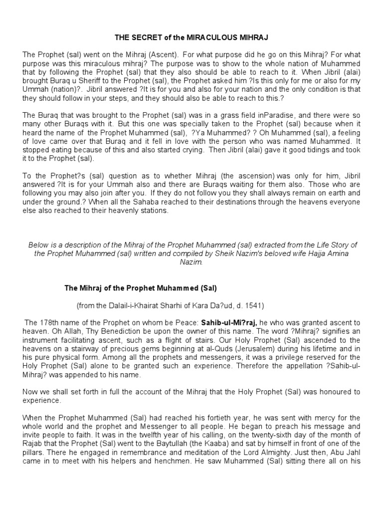 The Secret of The Miraculous Mihraj | PDF | Prophets And Messengers In ...