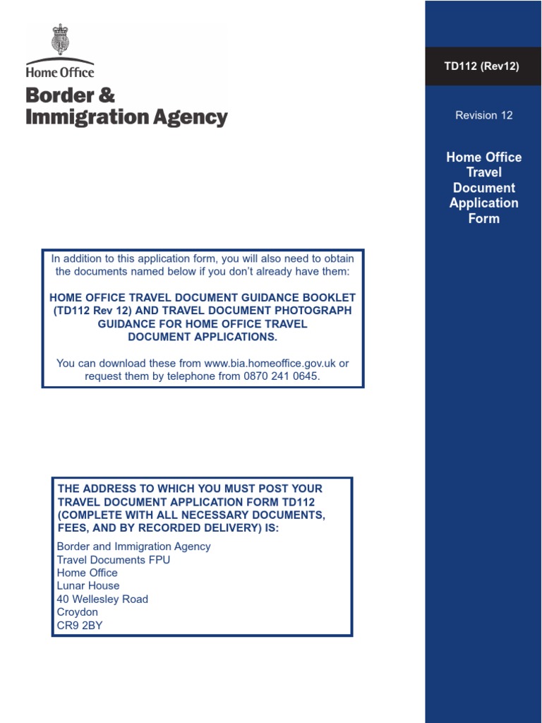 Home Office Travel Document Application | PDF | Payments | Cheque
