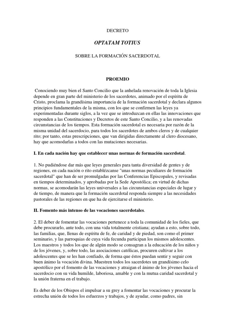 Optatam Totius | PDF | Seminario | Sacerdote