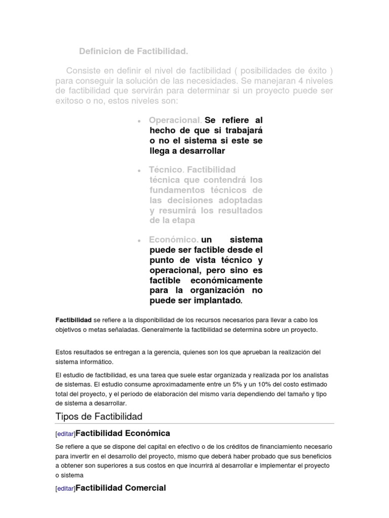 Definicion de Factibilidad | PDF | Distribución (comercial) | Economias