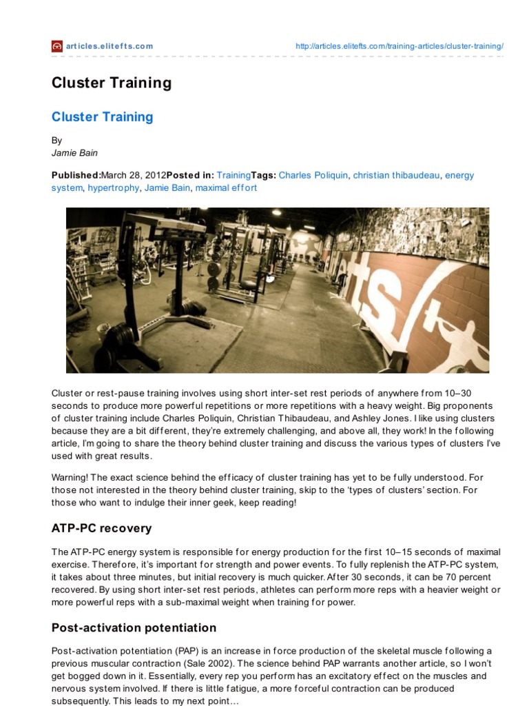 Cluster Training for Athletes | PDF | Strength Training | Muscle ...