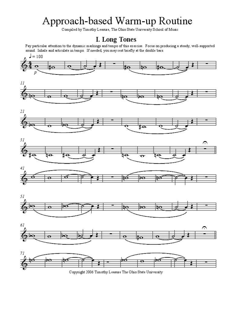 Approach-Based Warm-Up Routine: I. Long Tones | PDF | Language Arts ...