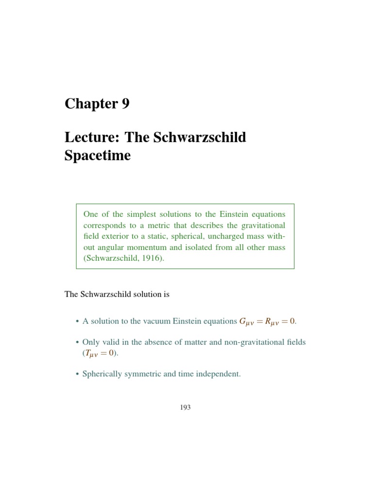 Exploring the Fundamentals of the Schwarzschild Metric: An In-Depth ...
