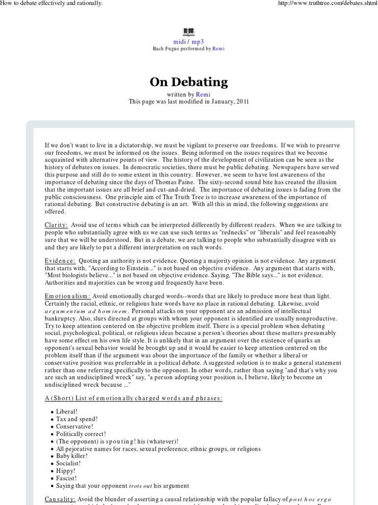 How To Debate Effectively and Rationally | PDF | Social Science ...
