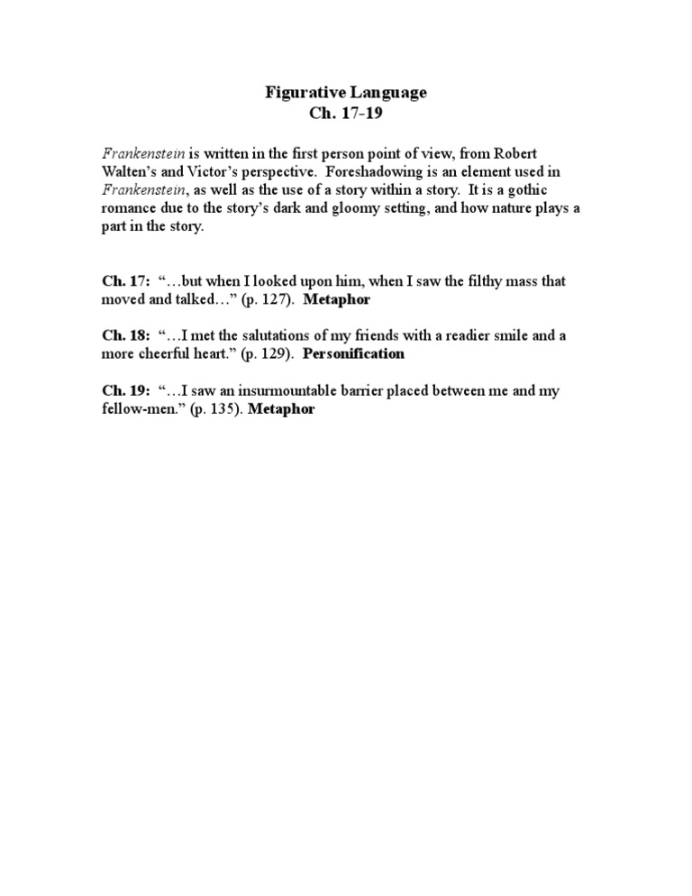 Figurative Language in Frankenstein | PDF | Poetry