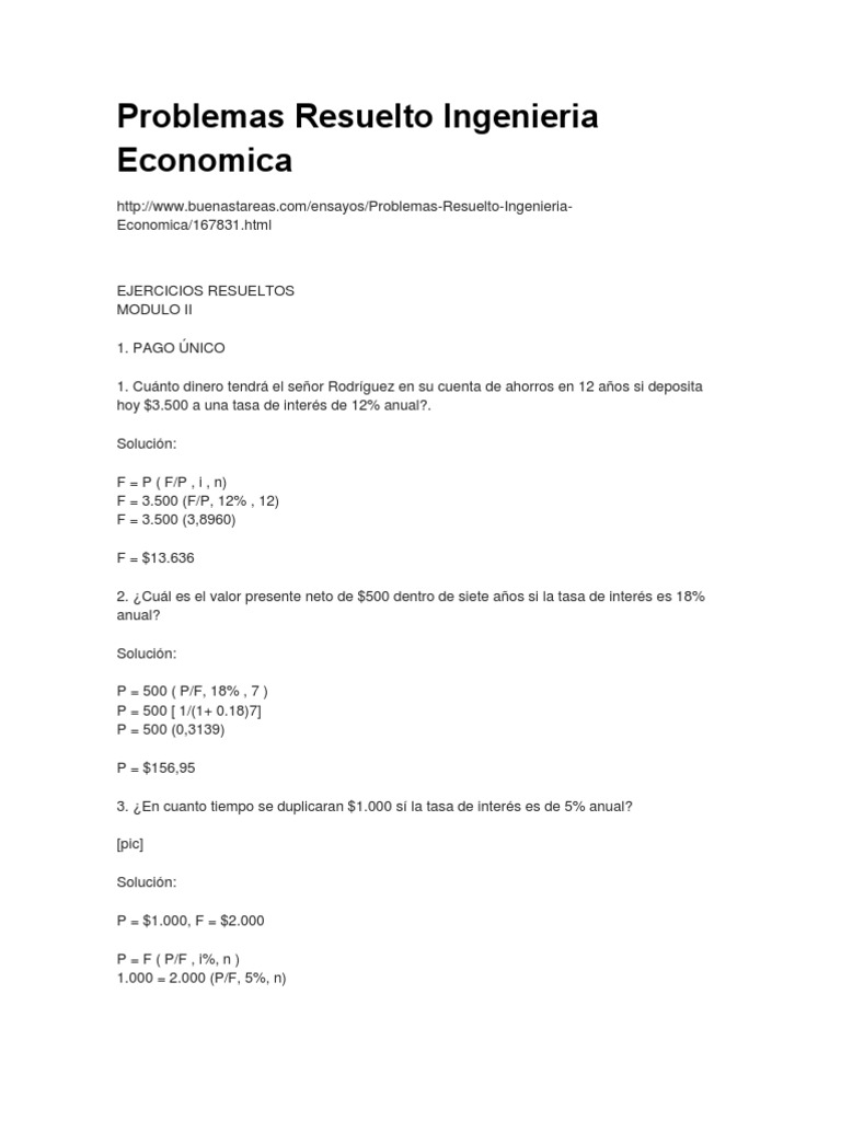 Problemas Resuelto Ingenieria Economica | PDF | Euro | Tasas de interés