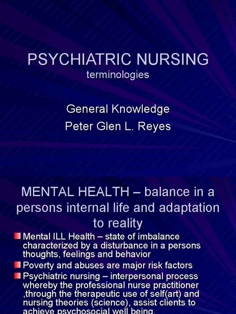 Psychiatric Nursing Terminologies | PDF | Grief | Psychiatric And ...