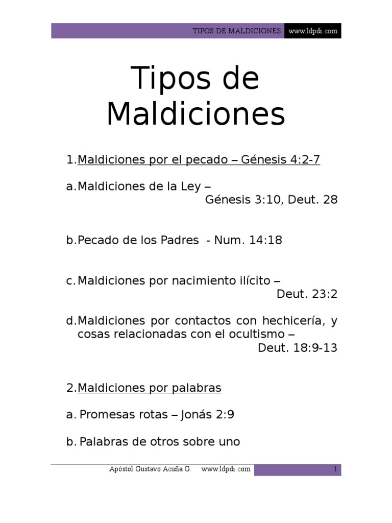 Tipos de Maldiciones en la Biblia | PDF | Pecado | Cristo (título)