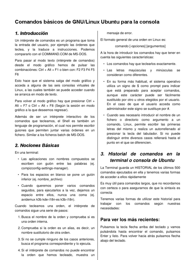 Comando Básicos de Consola en Linux | PDF | Disco flexible | Archivo de ...