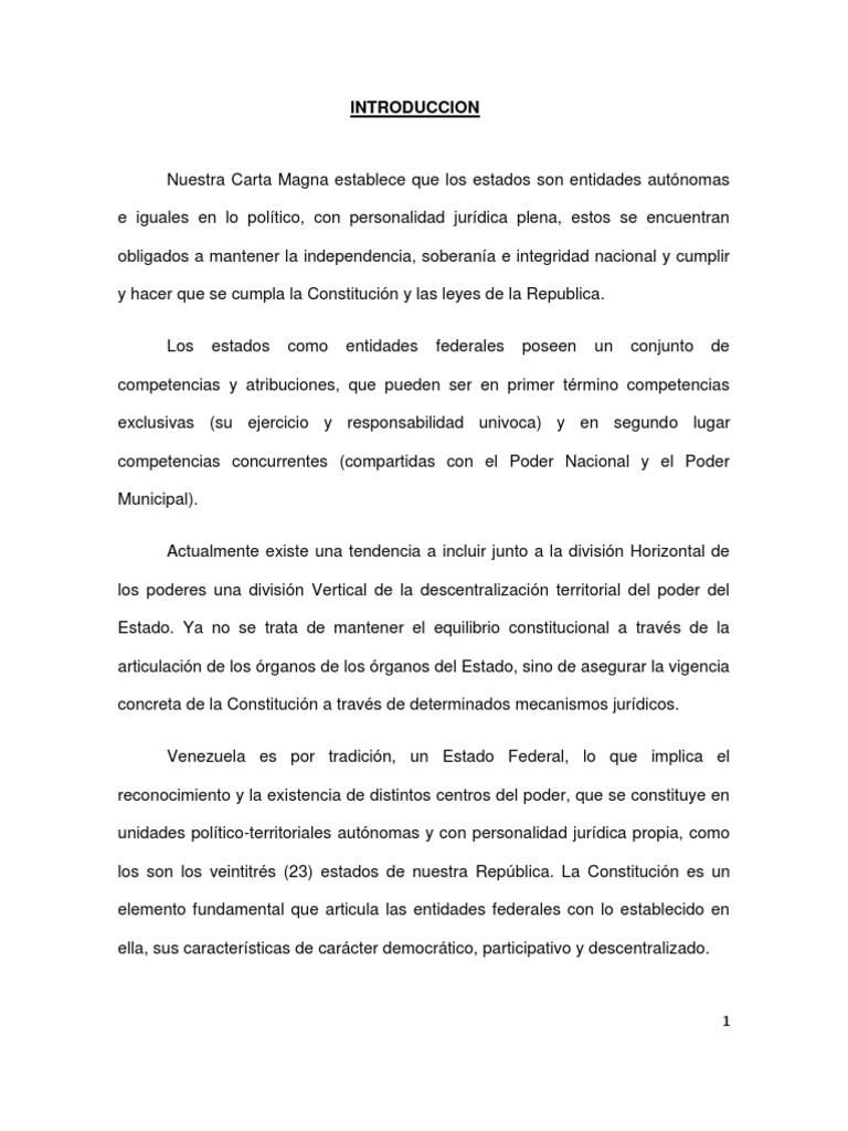 Poder Estadal Venezolano | PDF | Estado (política) | Constitución