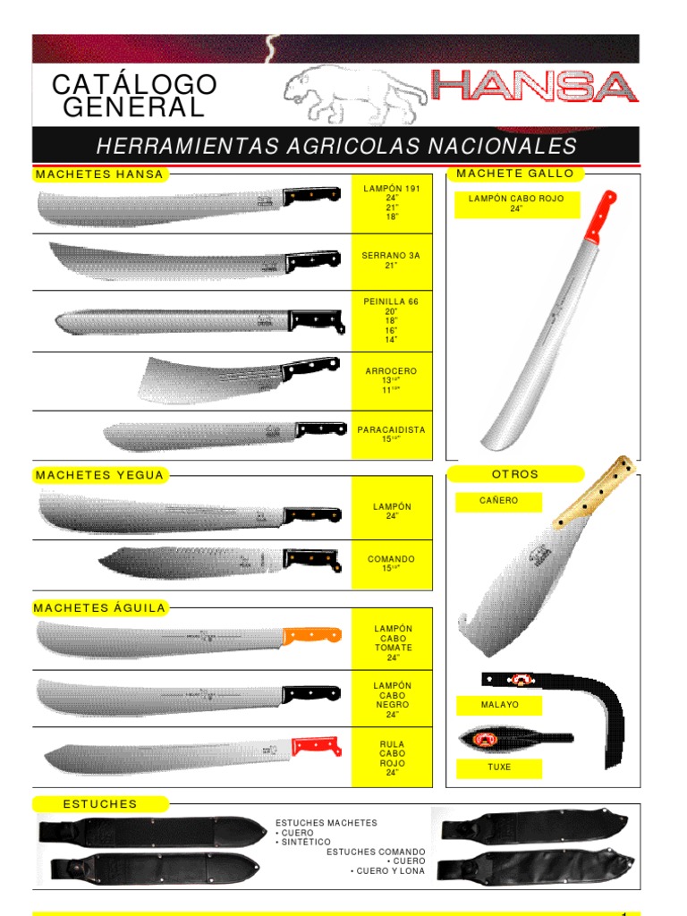 Catálogo de Machetes y Herramientas Hansa | PDF | Cocina, comidas y ...