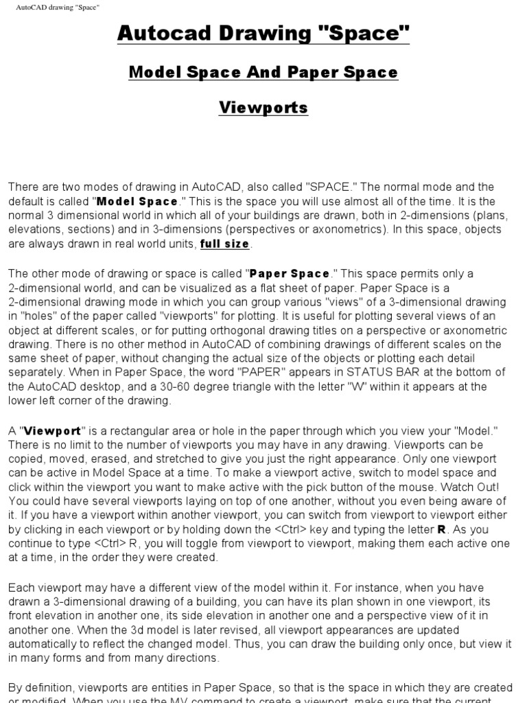 AutoCAD Drawing Space | PDF | Auto Cad | Drawing