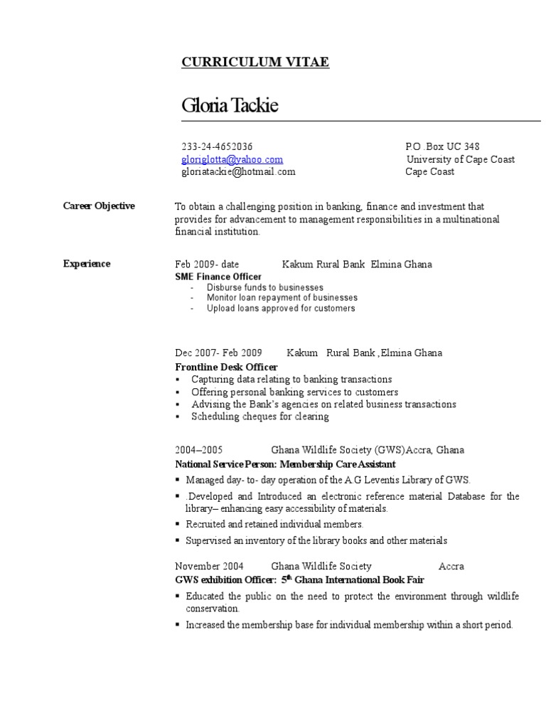 CURRICULUM VITAE New 2009 | PDF | Ghana | Banks