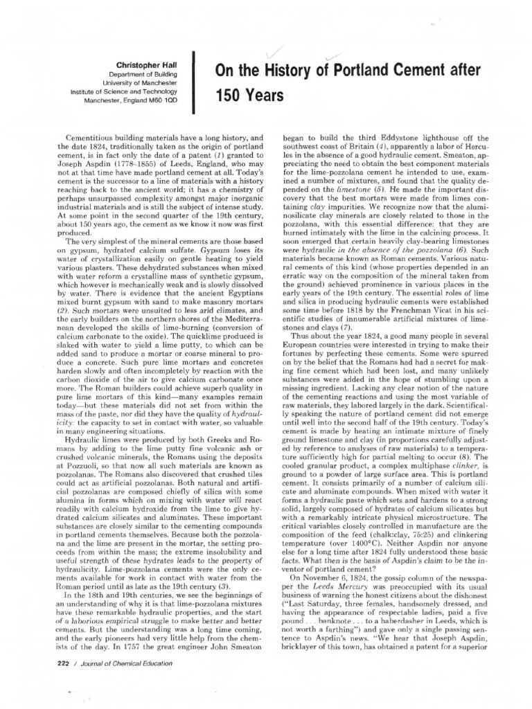 History and Invention of Portland Cement | PDF | Cement | Mortar (Masonry)