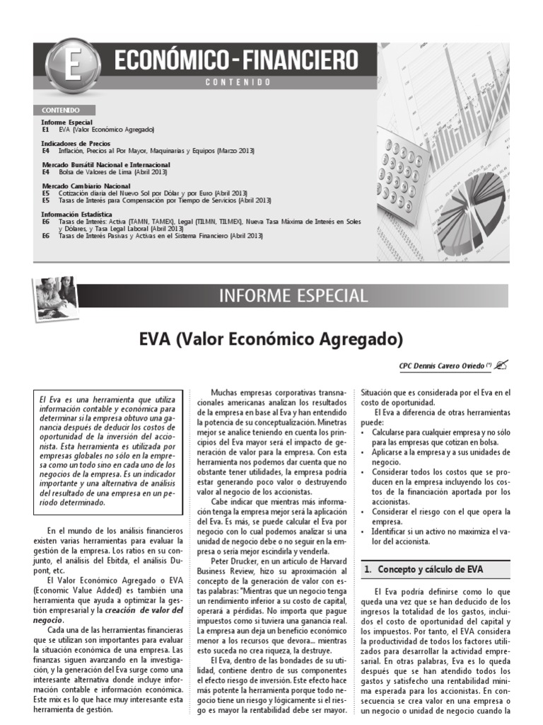 Eva (Valor Economico Agregado) | PDF | Capital (economía) | Contabilidad