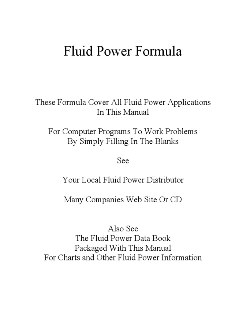 Hydraulic Formulas | PDF