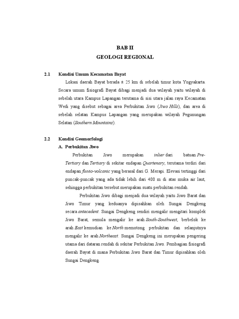 Bab II Geologi Regional Bayat | PDF