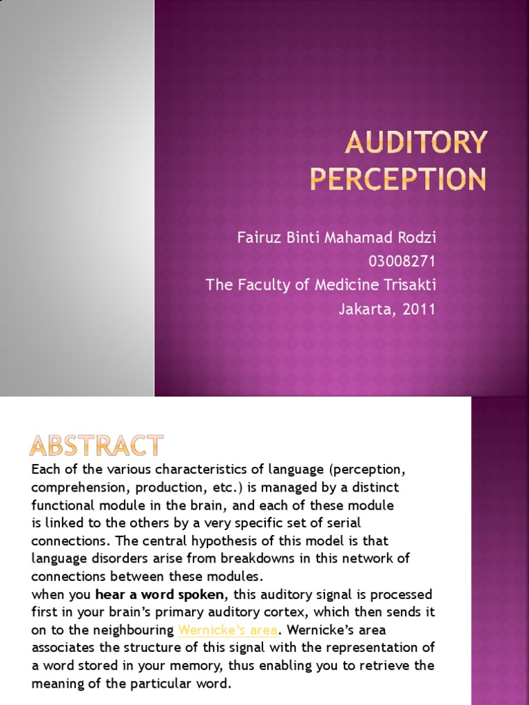 Auditory Perception | PDF | Auditory System | Hearing