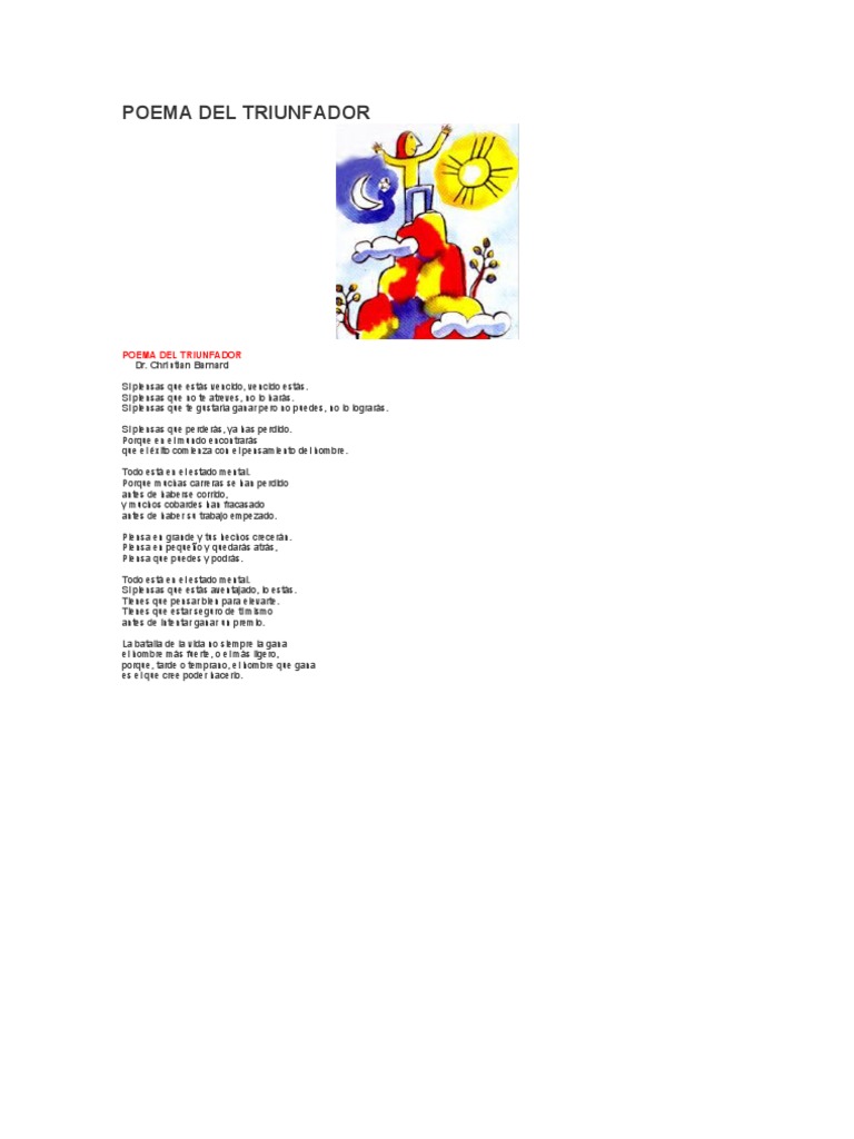 Poema del Triunfador de Barnard | PDF | Cocina, comidas y vino ...