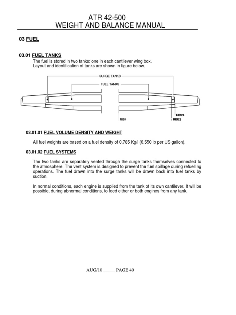 Atr 42 500 | PDF | Weight | Litre