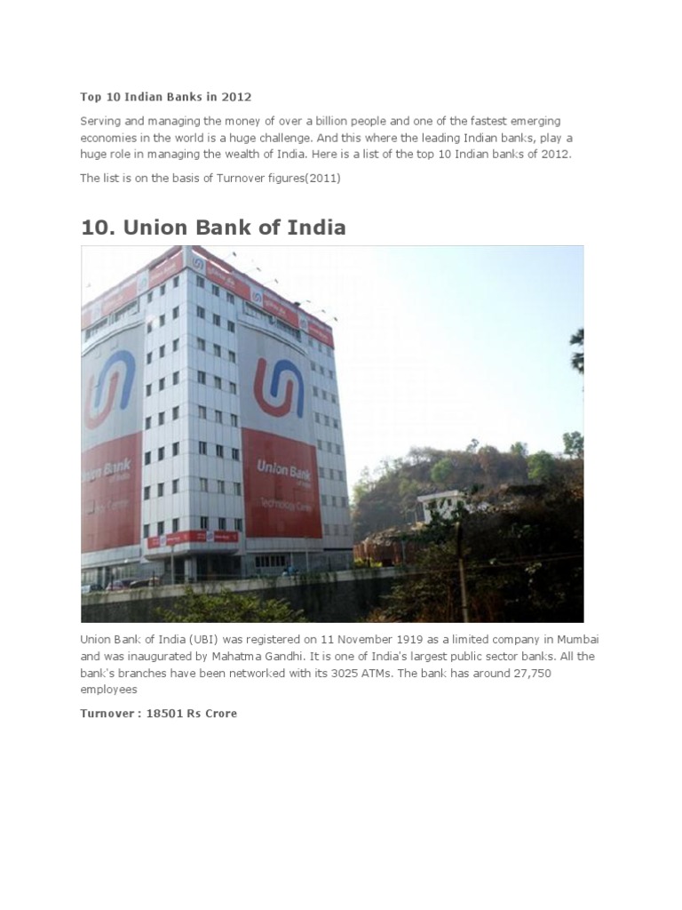 Top 10 Indian Banks in 2012 | PDF | Banks | Service Industries