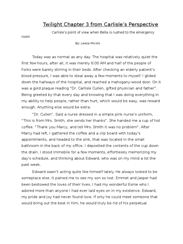 Twilight Chapter 3 From Carlisle's Perspective | PDF | Twilight (Meyer ...