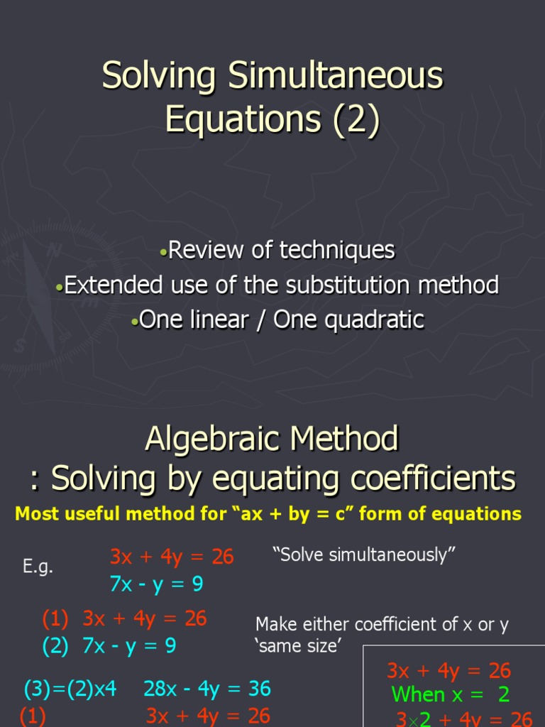 Solving Simultaneous EQUATIONS | PDF | Quadratic Equation | Equations