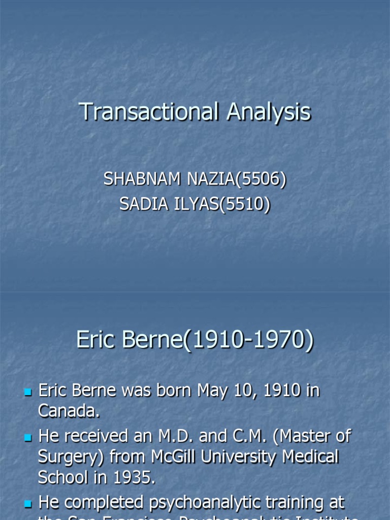 Transactional Analysis | PDF | Psychotherapy | Therapy