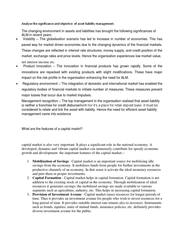 Analyse The Significance and Objective of Asset Liability Management ...