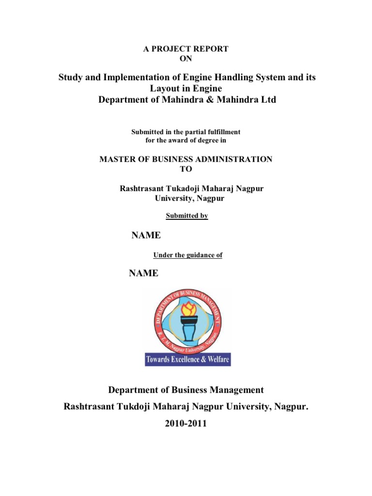 Project Report Front Page | PDF | Academic Degree | Master Of Business ...