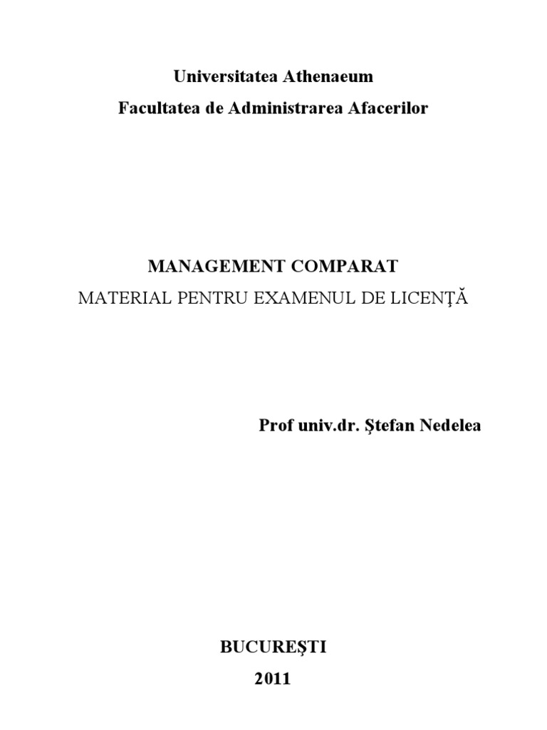 Curs Management Comparat | PDF
