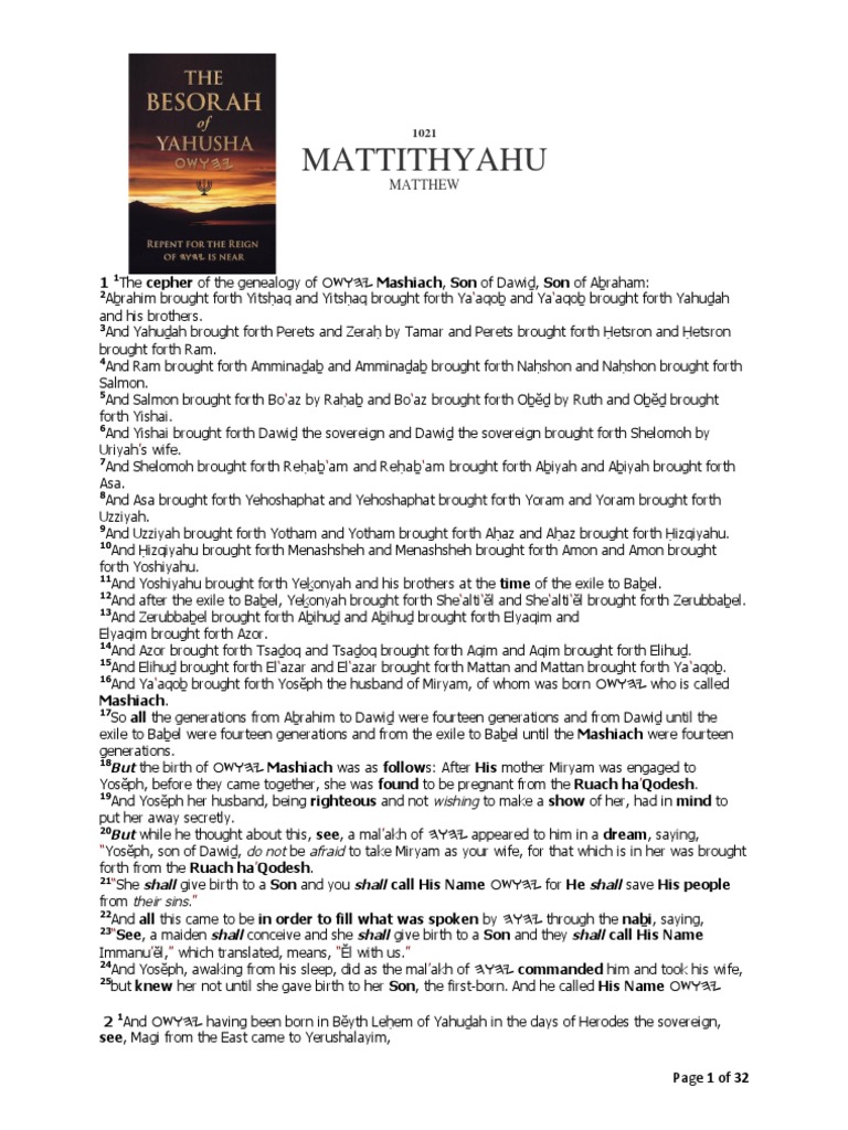 THE BESORAH: The Book of Matthew - MATTITHYAHU | PDF | Gospel Of ...