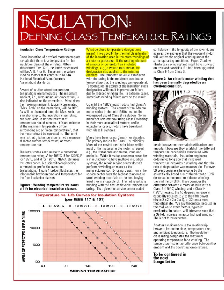 Insulation Class Temperature Ratings Explained | PDF | Thermal ...