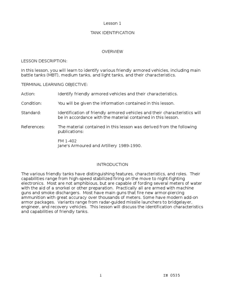 Tank Identification Guide | PDF