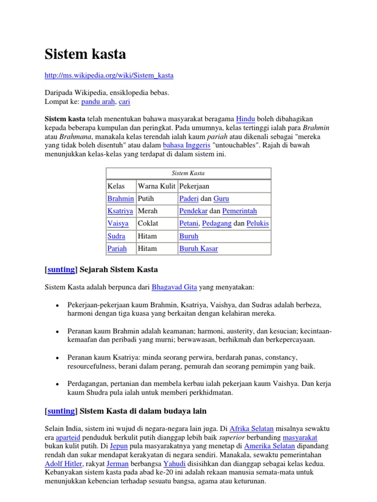Sistem Kasta | PDF