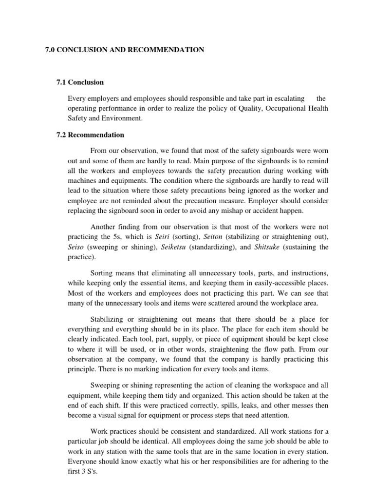 7.0 Conclusion and Recommendation | PDF | Employment | Labour