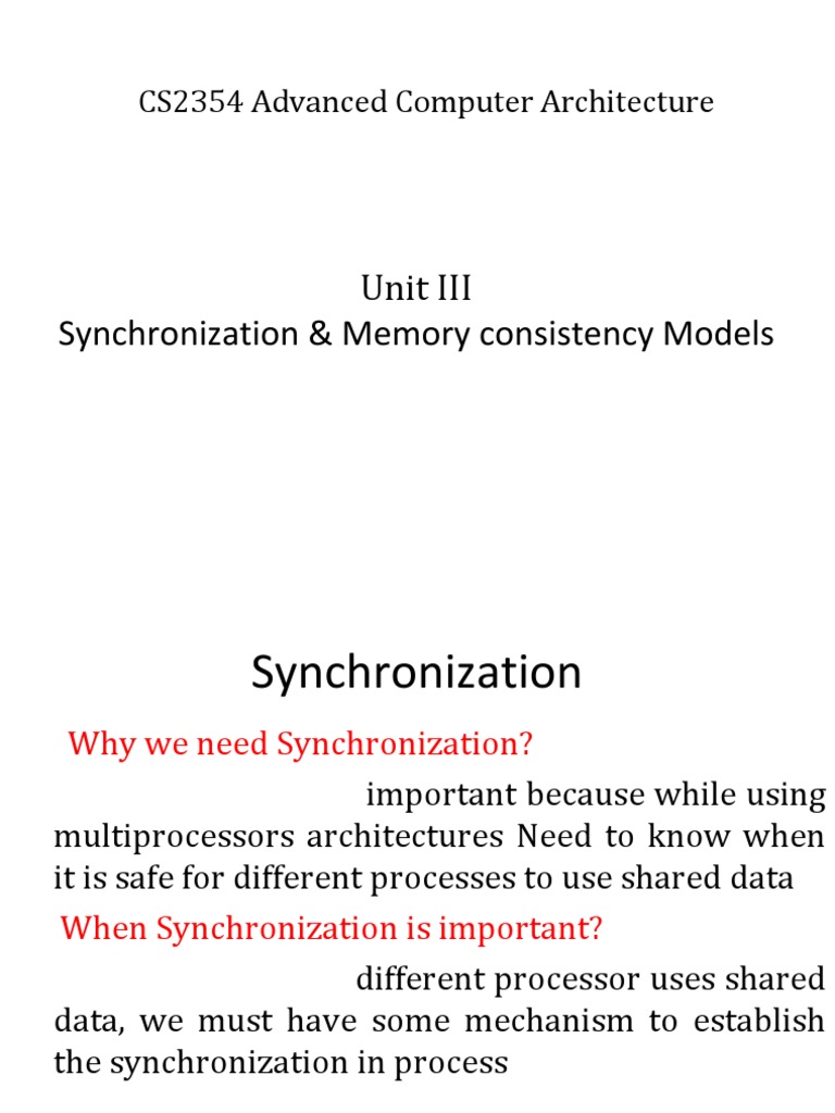 CH 4 Synchronization Models of Memory Consistency | PDF | Instruction Set | Concurrency ...