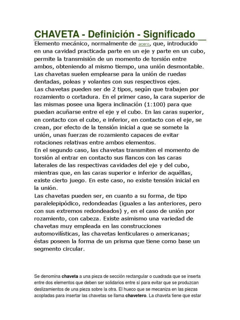 CHAVETA | PDF | Eje | Engranaje