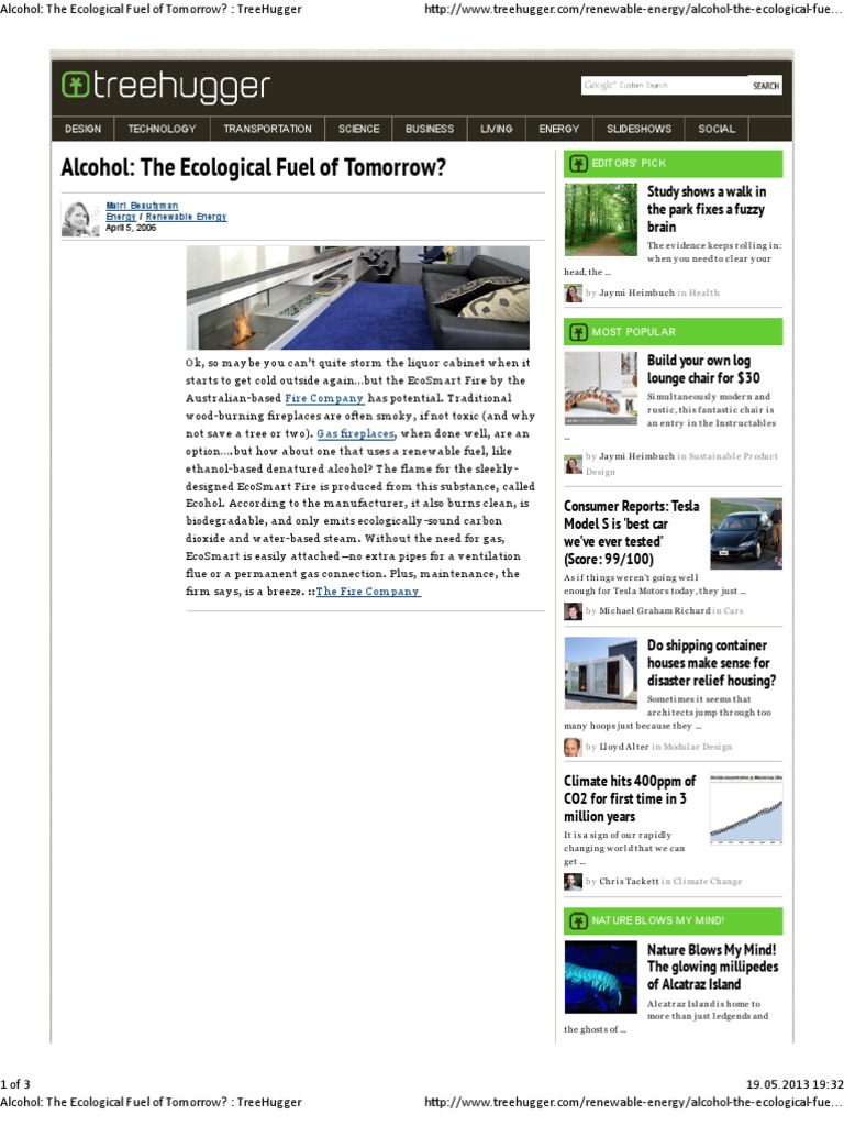 Alcohol The Ecological Fuel of Tomorrow | PDF | Nature