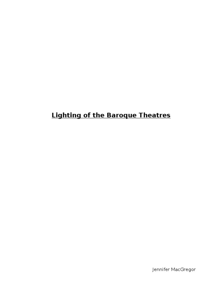 Baroque Theatre Lighting Techniques | PDF | Candle | Lighting