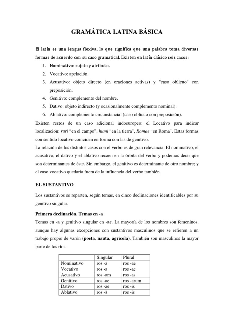 Gramática Básica del Latín | PDF | Reglas | Conjugación gramatical