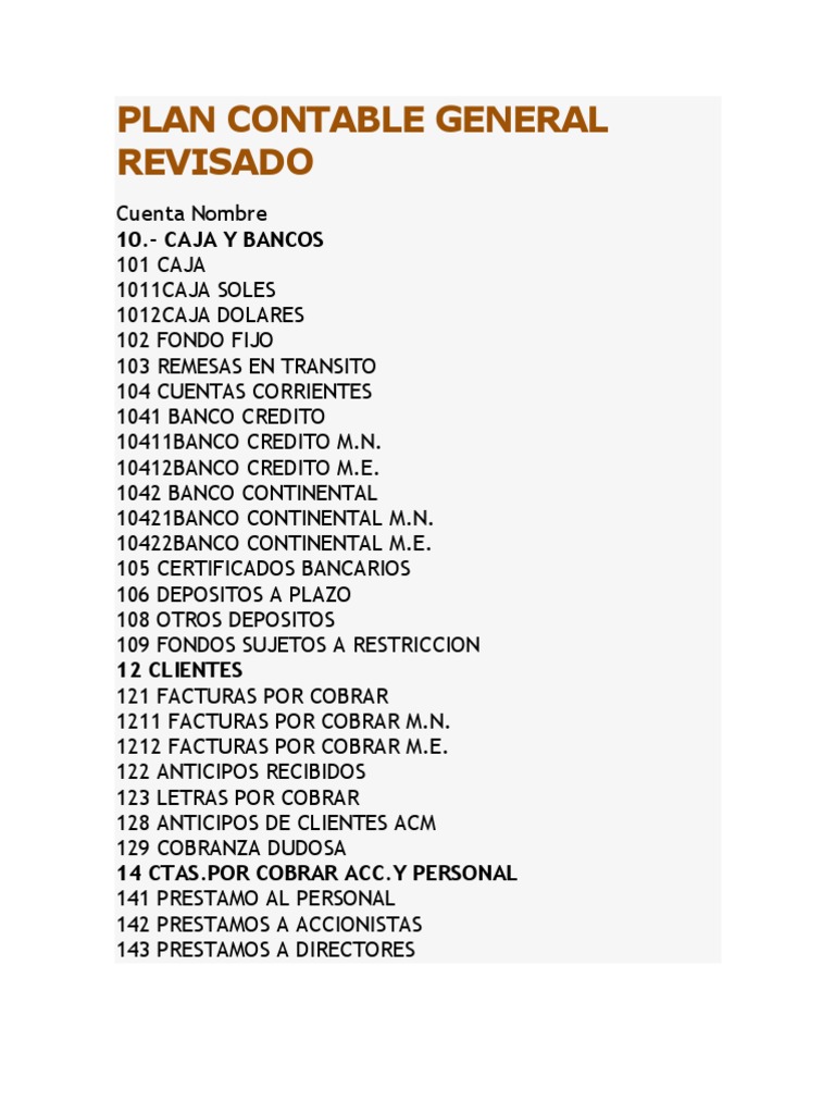 Plan Contable General Revisado | PDF