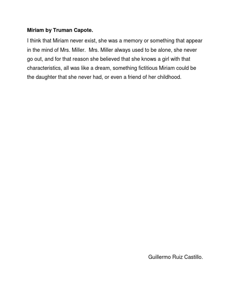Miriam by Truman Capote | PDF