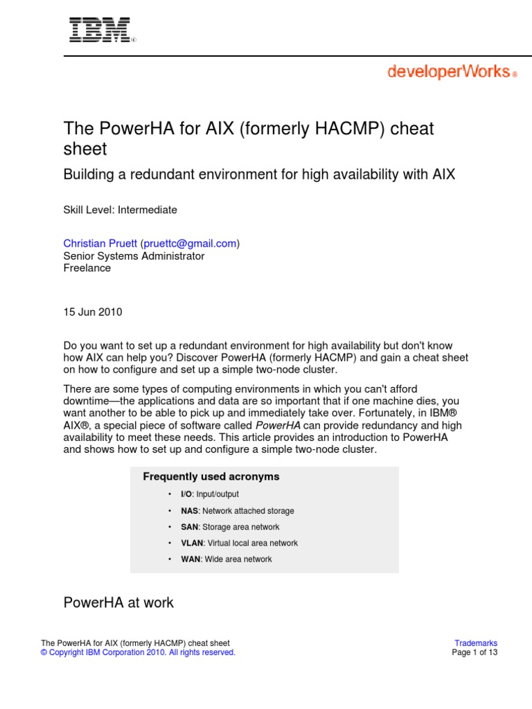 Hacmp Cheat Sheet | PDF